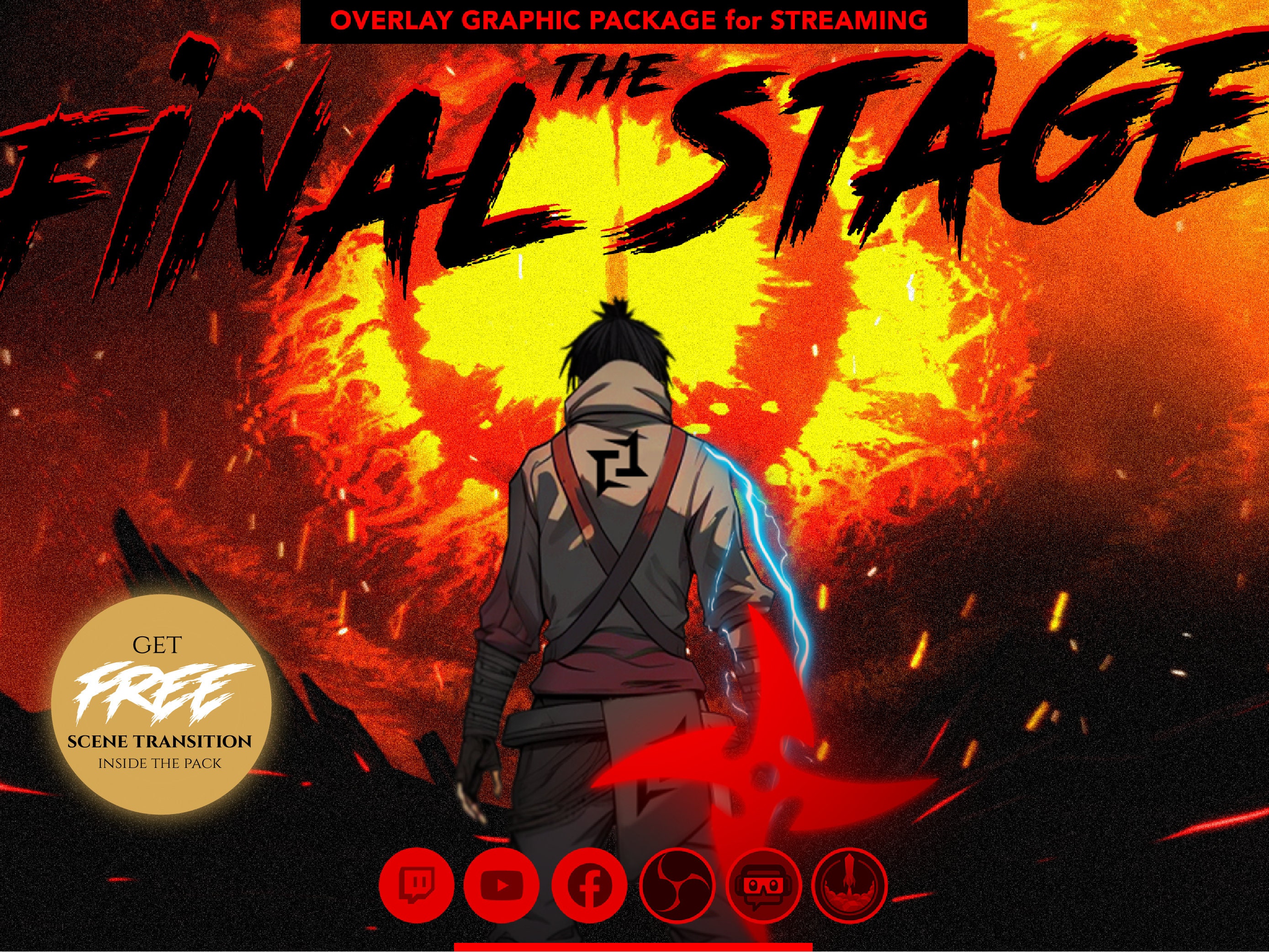 Full Animated Stream Overlay Package, Ninja, Shuriken, Shinobi. Twitch ...