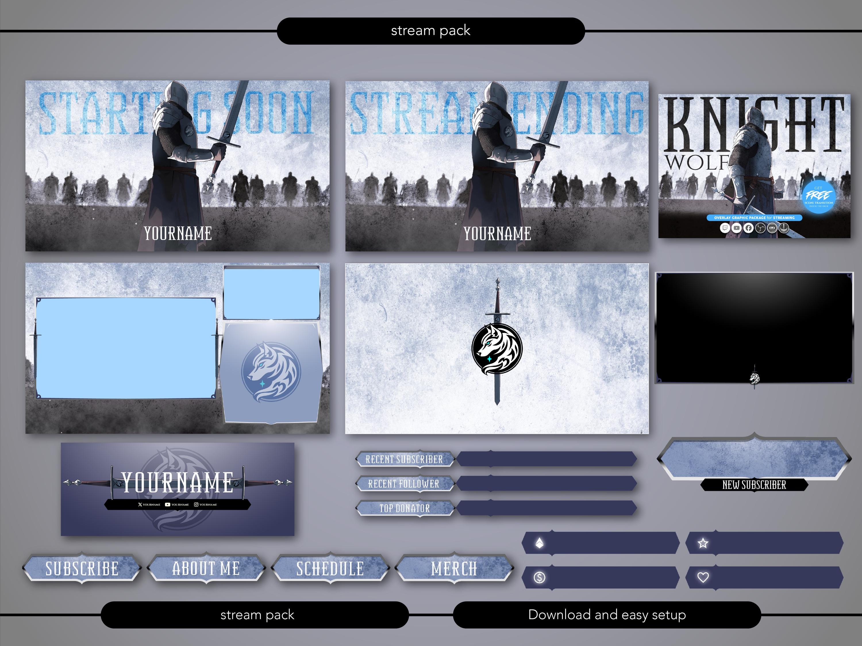 Animated Stream Overlay Package, Knight, Medieval, Paladin. Twitch ...