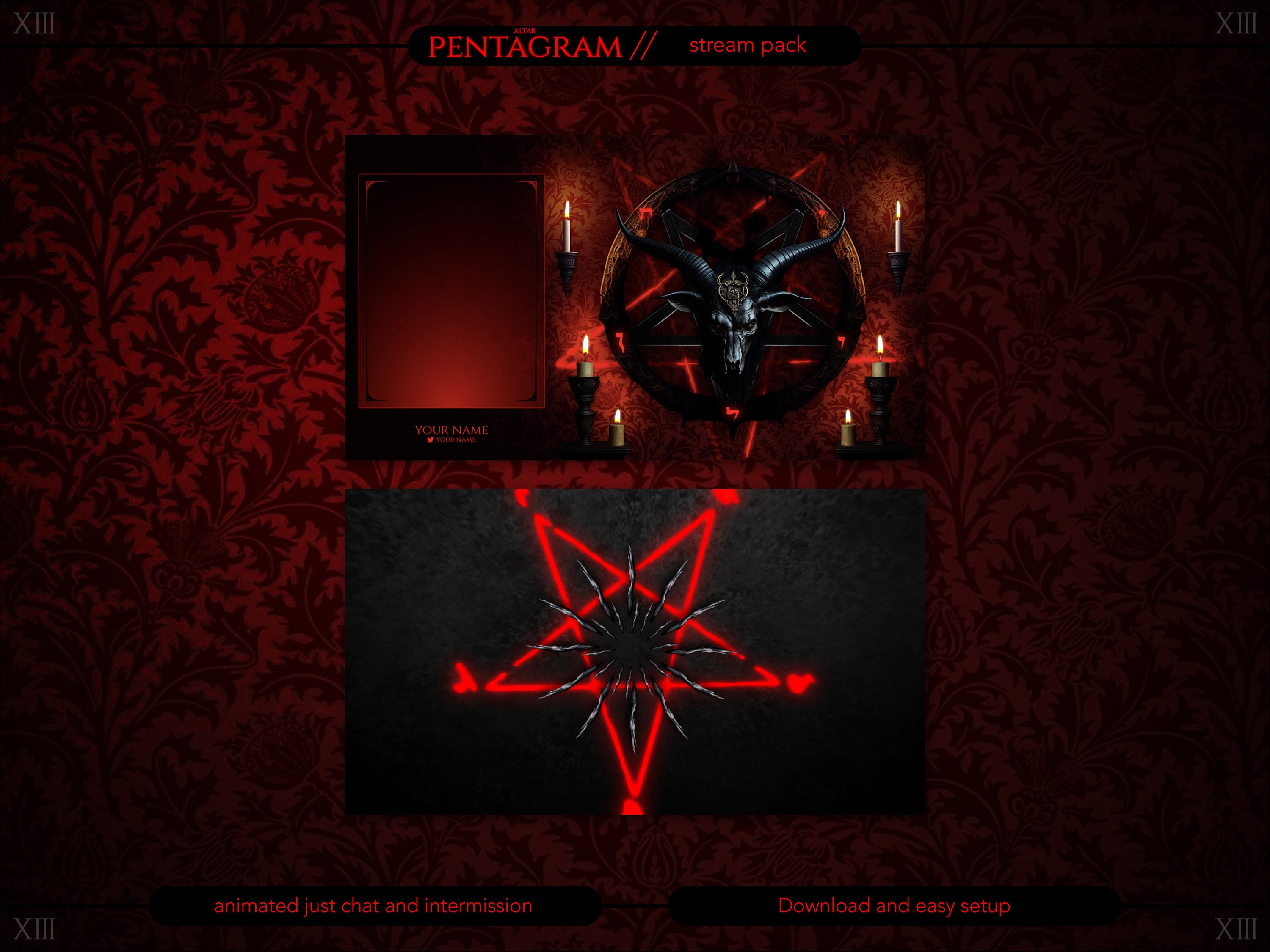 Full Animated Stream Overlay Package Horror Dark Pentagram - Etsy