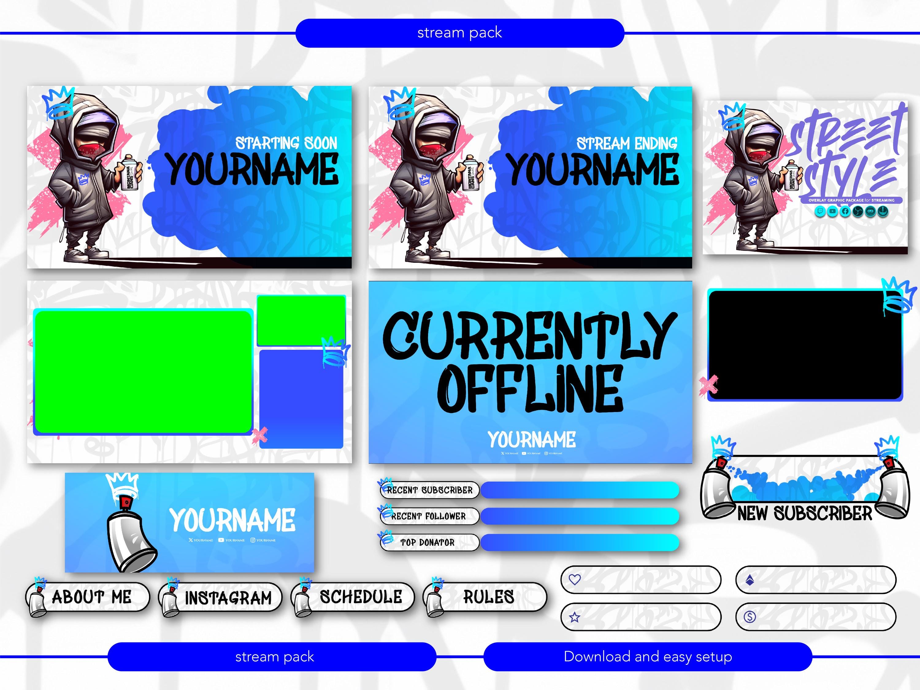 Animated Stream Overlay Package, Street Style. Twitch Overlay, Facebook ...
