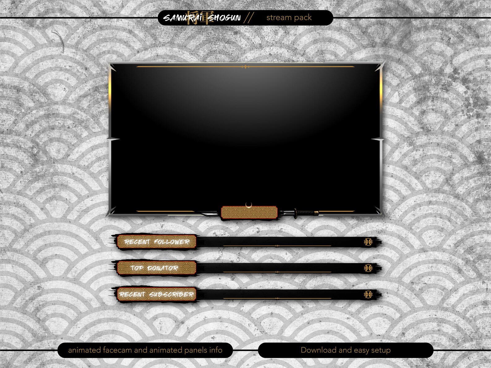 Twitch Overlay Twitch, Japanese Overlay, Samurai Shogun Oni Mask ...