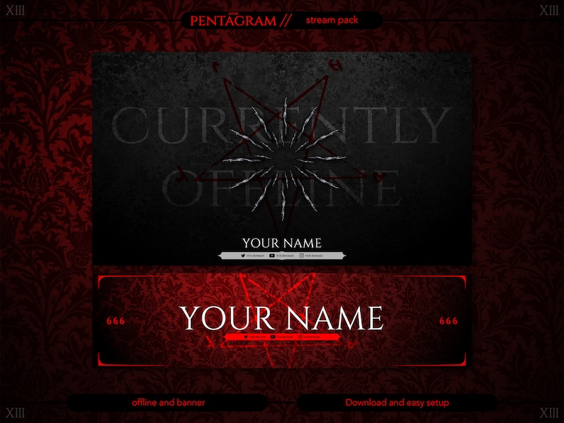 Full Animated Stream Overlay Package Horror Dark Pentagram - Etsy