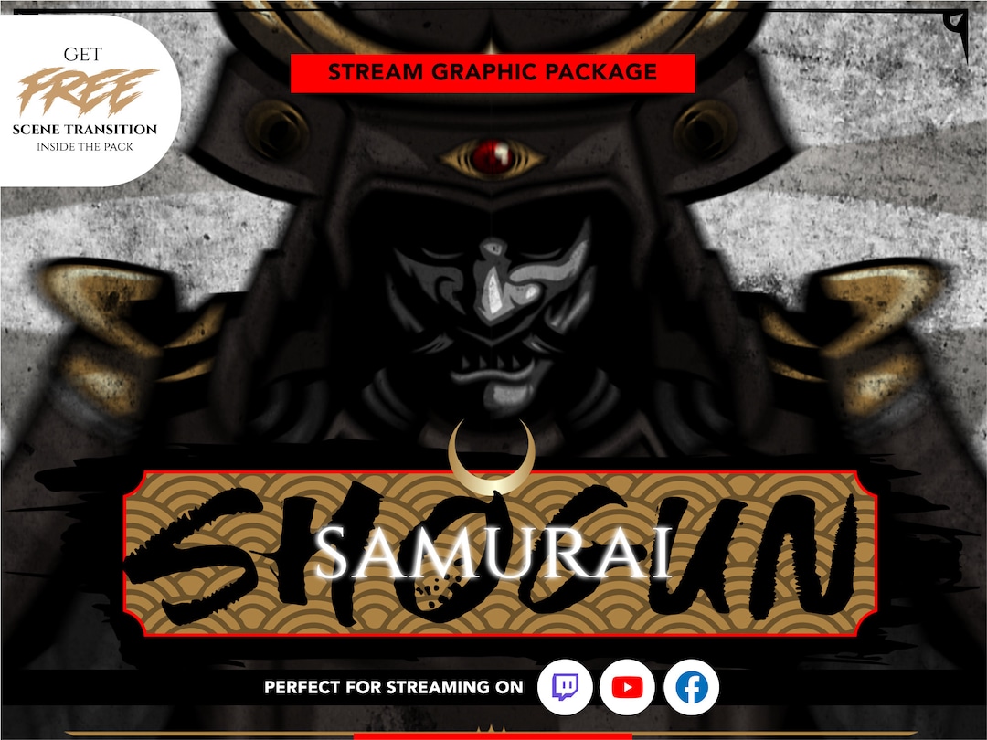 Twitch Overlay Twitch, Japanese Overlay, Samurai Shogun Oni Mask ...