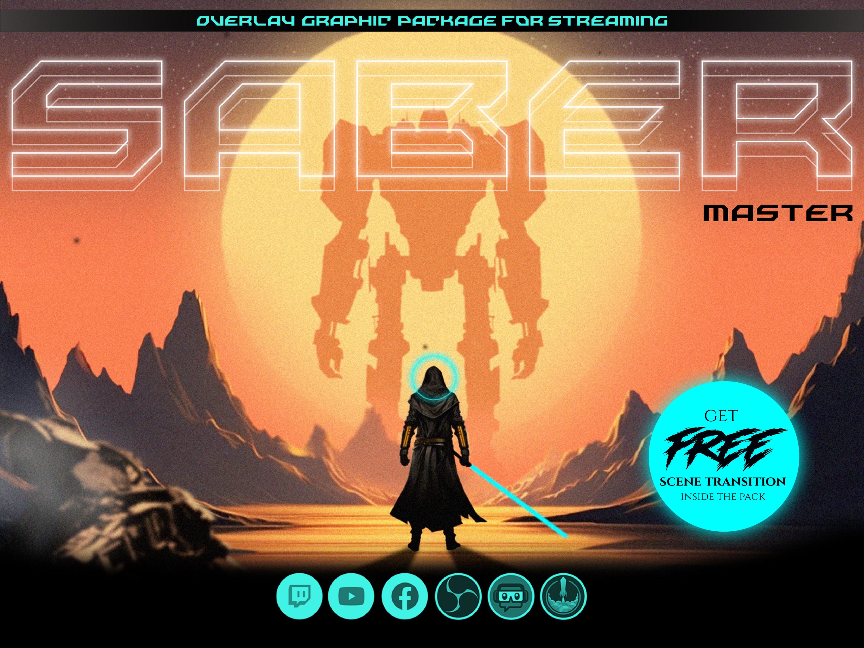 Animated Stream Overlay Package, Sci-fi, Assassin, Saber Master. Twitch ...