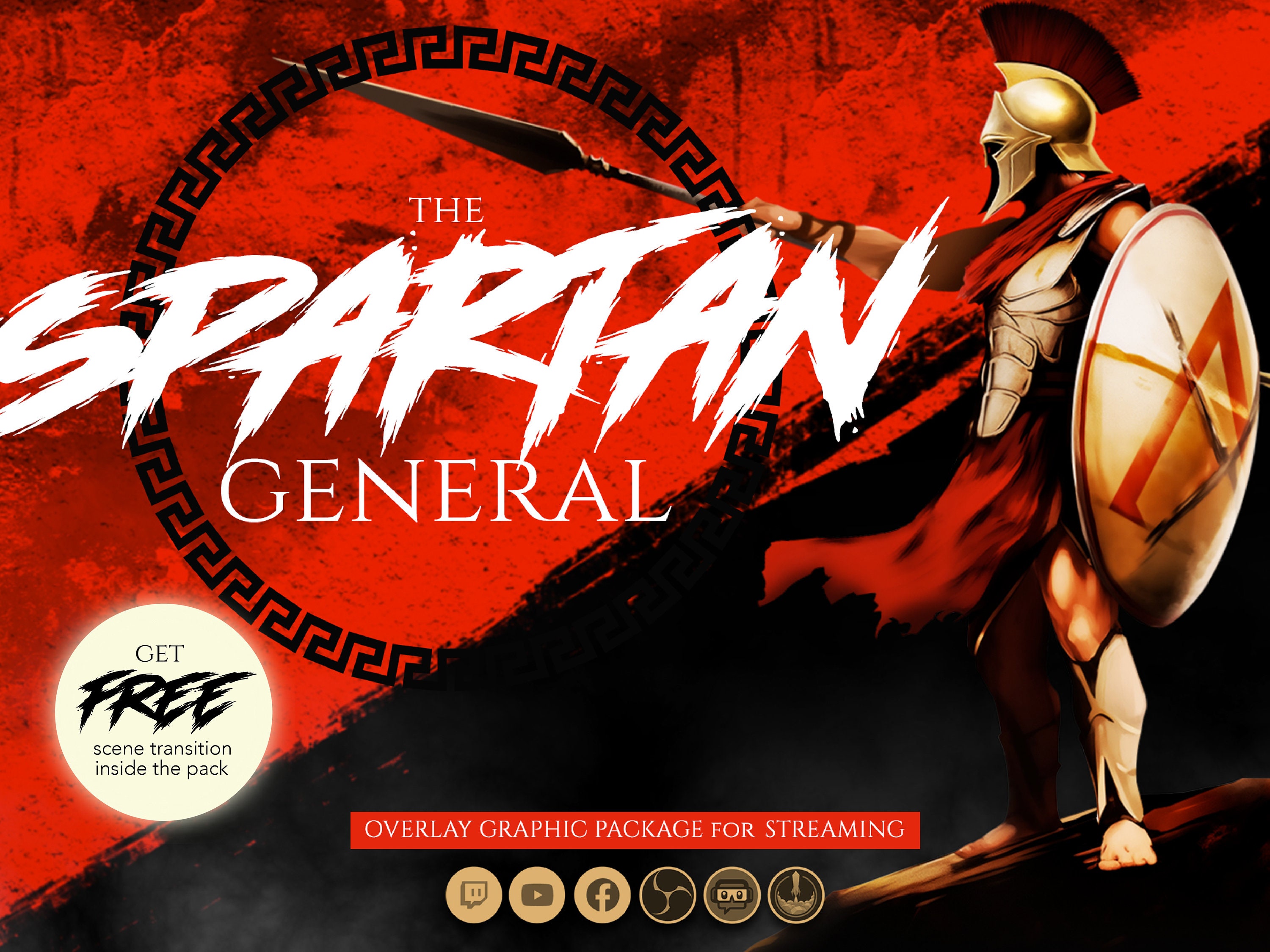 Full Animated Stream Overlay Package, Fighter, Spartan General. Twitch ...