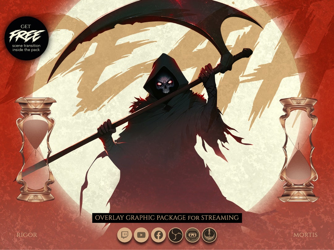 Full Animated Stream Overlay Package, Dark, Grim Reaper, Death. Twitch ...
