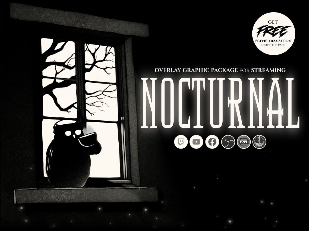 Animated Stream Overlay Package, Dark, Lofi, Chill, Nocturnal. Twitch Overlay, Facebook Gaming ...