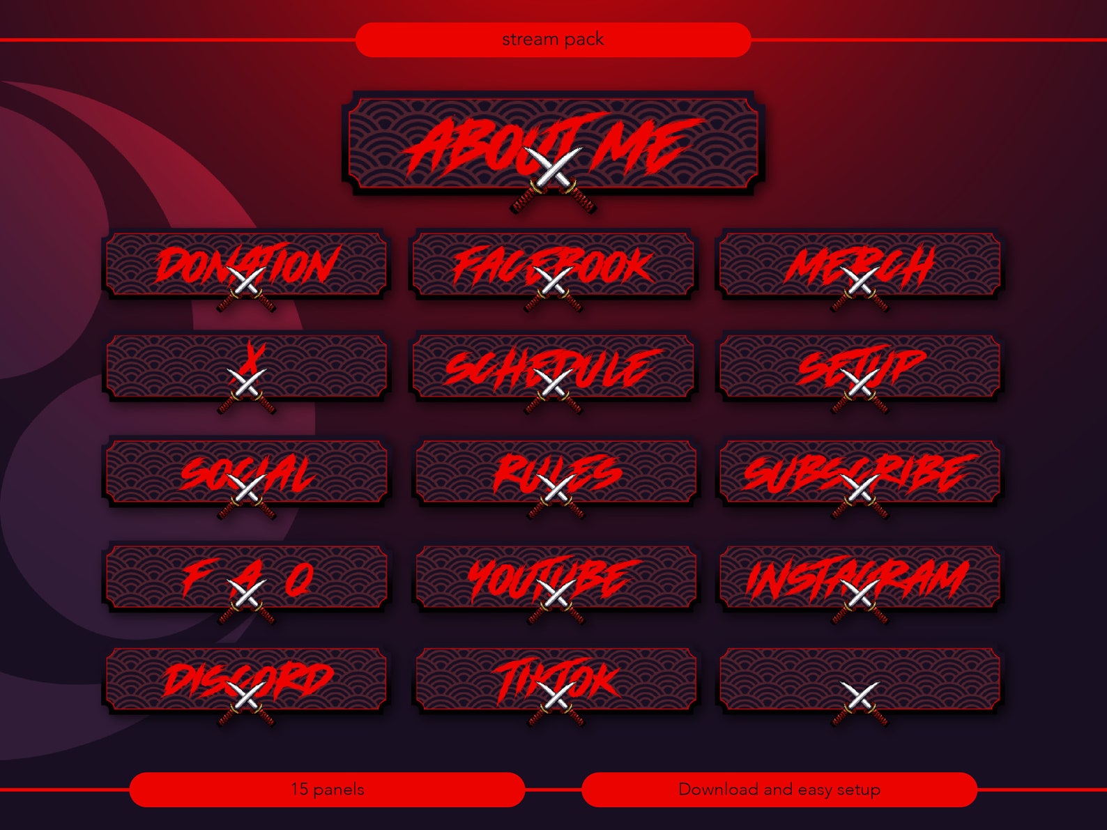 Full Animated Stream Overlay Package, Ninja, Cat, Acatsuki Shinobi. Twitch Overlay, Facebook ...