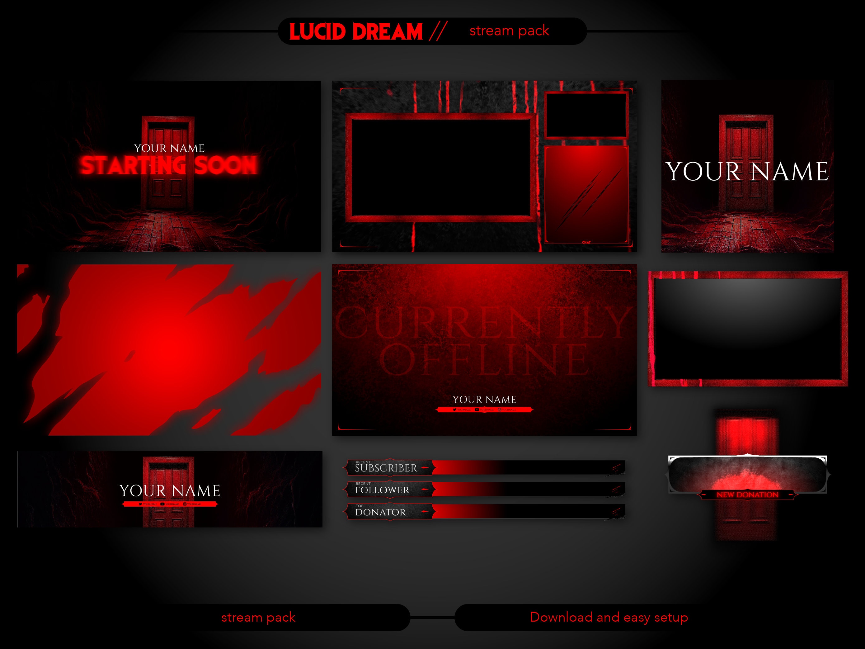 Full Animated Stream Overlay Package, Horror, Dark, Lucid Dream ...