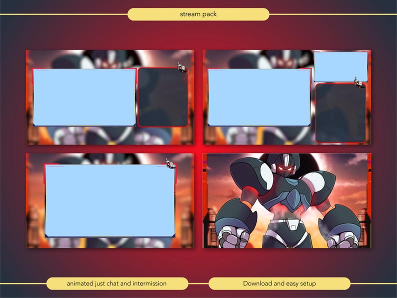 Mecha Evil Robot Stream Overlay Package. Animated Twitch Overlay ...