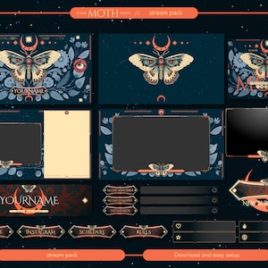 Full Animated Stream Overlay Package, Lunar, Death, Moth. Twitch ...