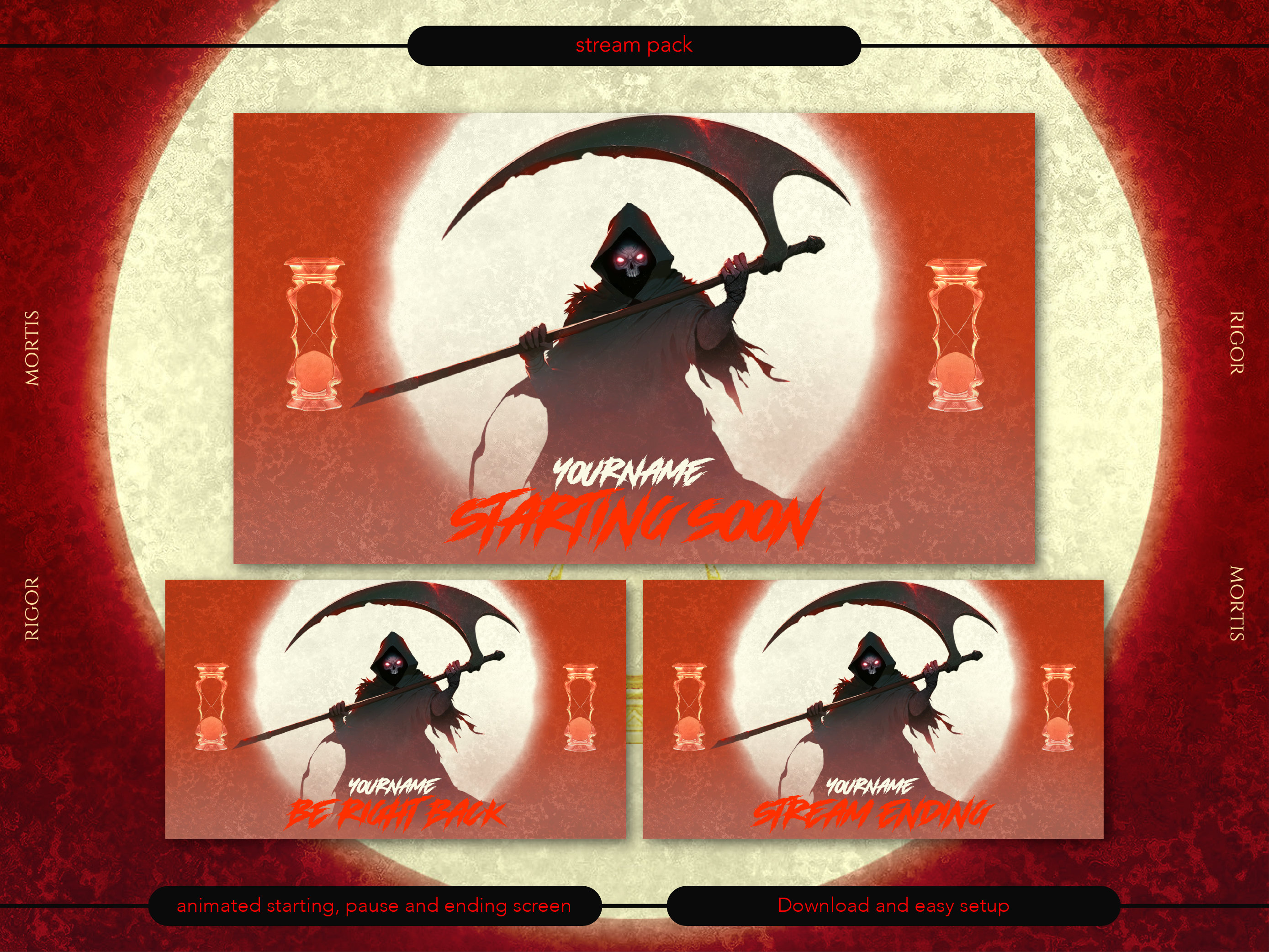 Full Animated Stream Overlay Package, Dark, Grim Reaper, Death. Twitch ...