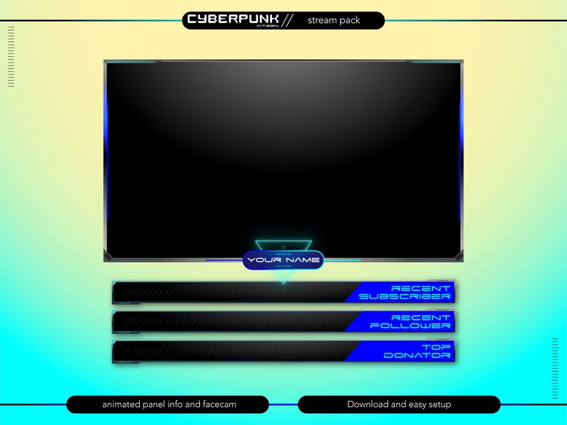 Full Animated Stream Overlay Graphic Package Cyberpunk Citizen. for ...
