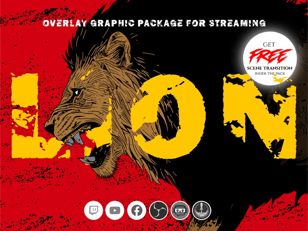 Lion King Animated Streaming Overlay Package for Twitch, Facebook, Kick ...