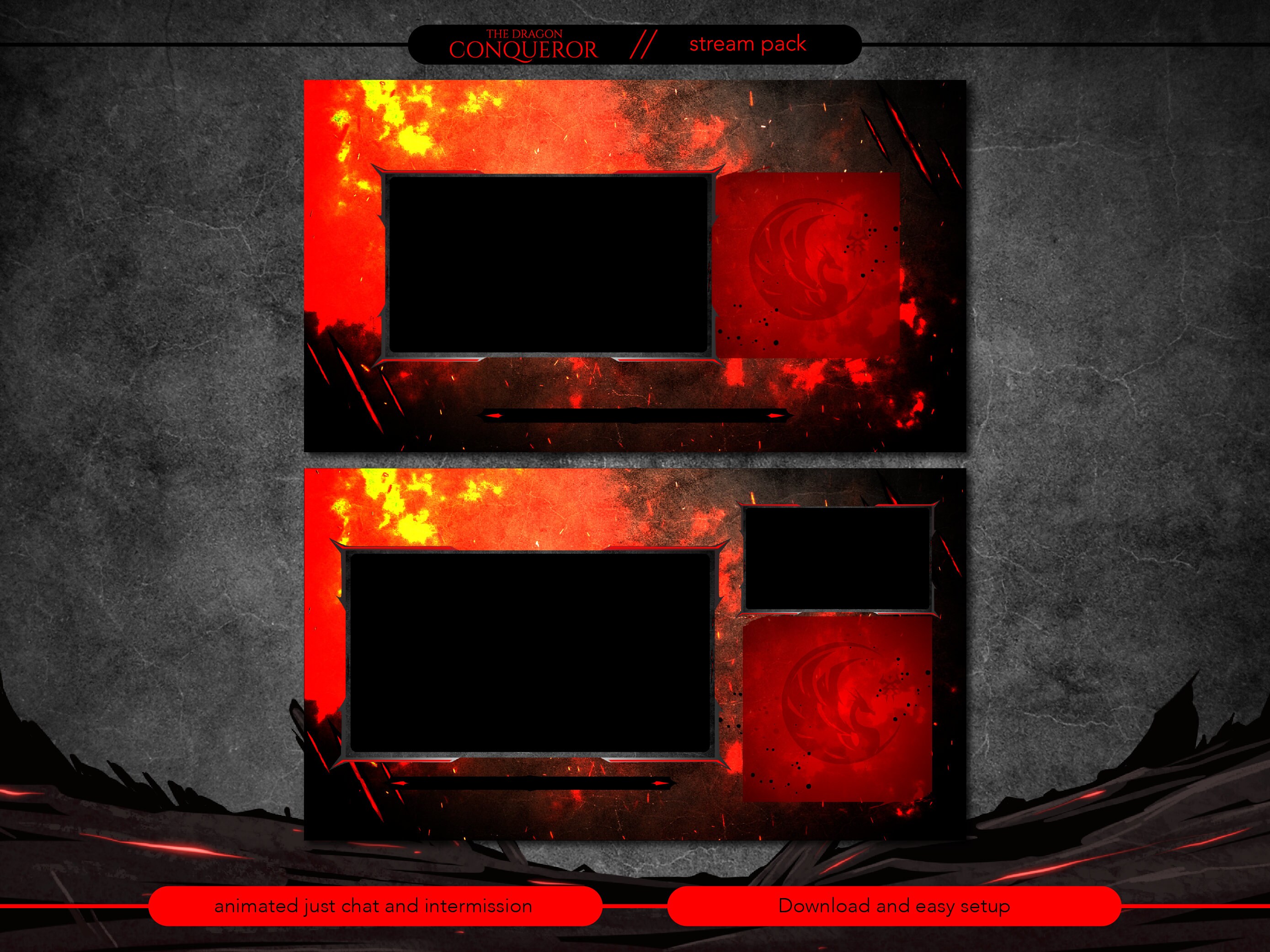 The Dragon Conqueror Animated Stream Overlay Graphic Package. - Etsy