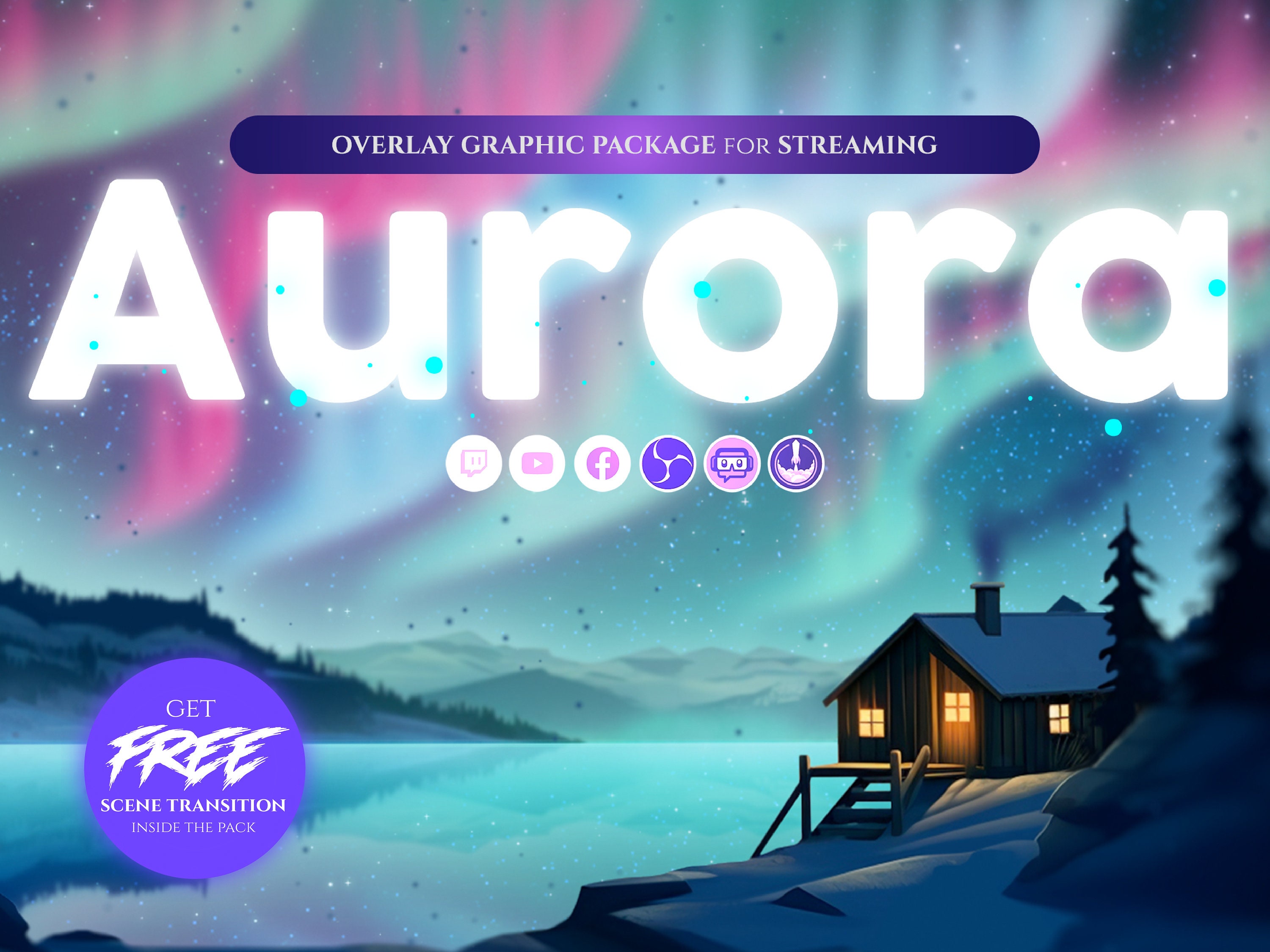 Full Animated Stream Overlay Package, Snow, Cozy, Lo-fi, Aurora. Twitch ...