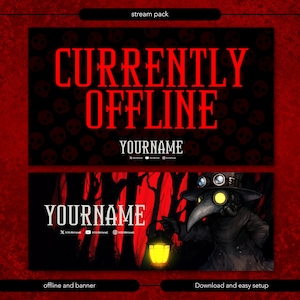 Animated Stream Overlay Package, Dark, Black Death Mask. Twitch Overlay ...