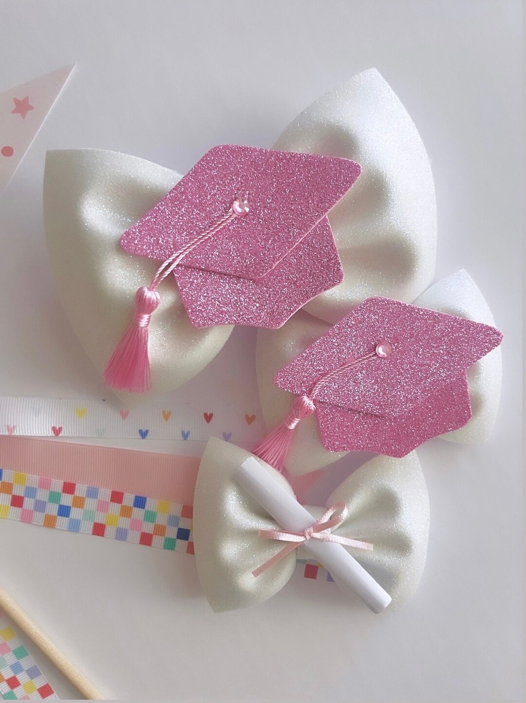 Pink Graduation Bows & Pennant Flag - Etsy