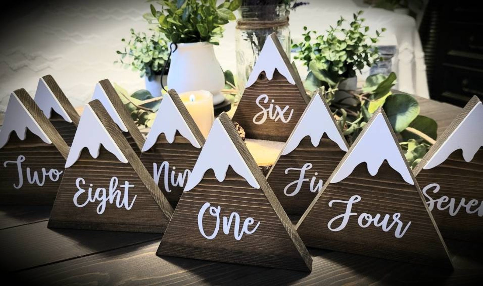 Wooden Mountain Wedding Table Number Wedding Table Decor - Etsy