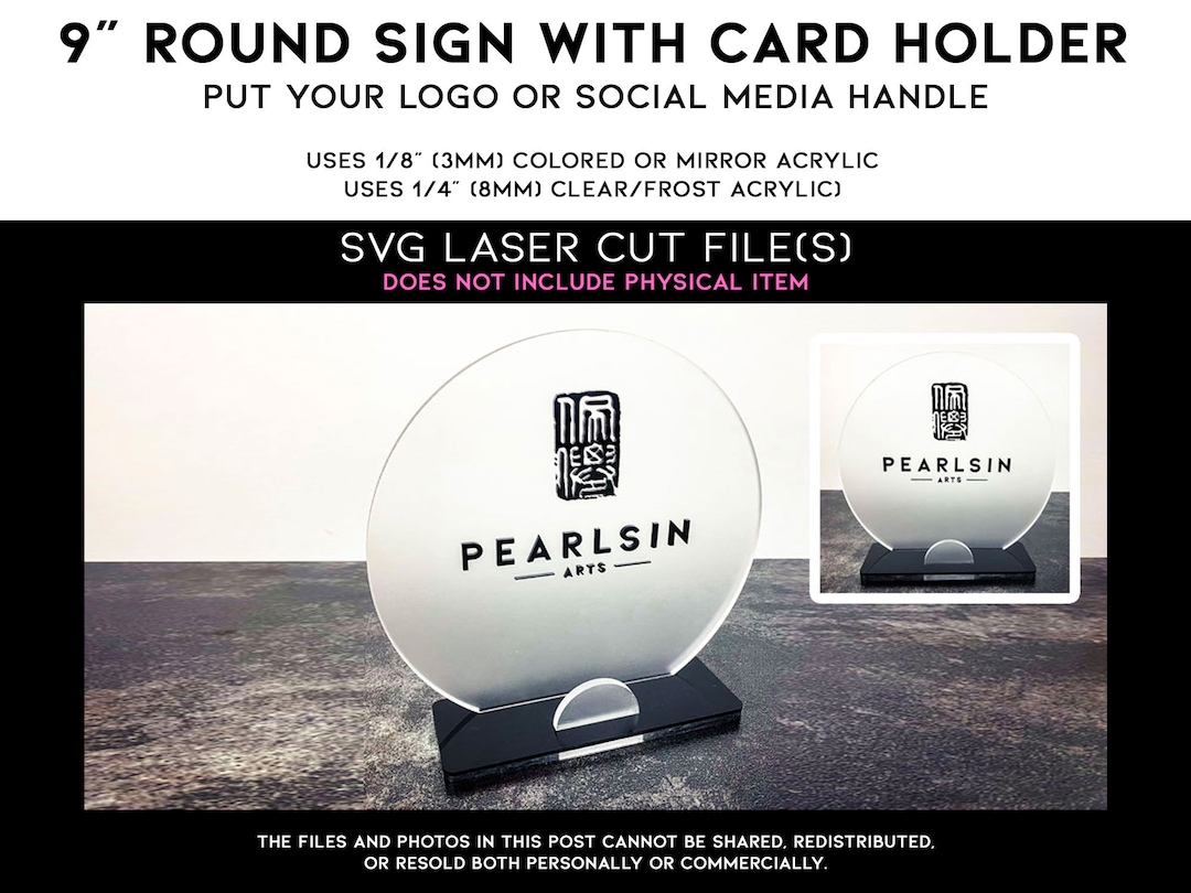 SVG File - 9in Round Sign With Card Holder Digital Cut File - Etsy