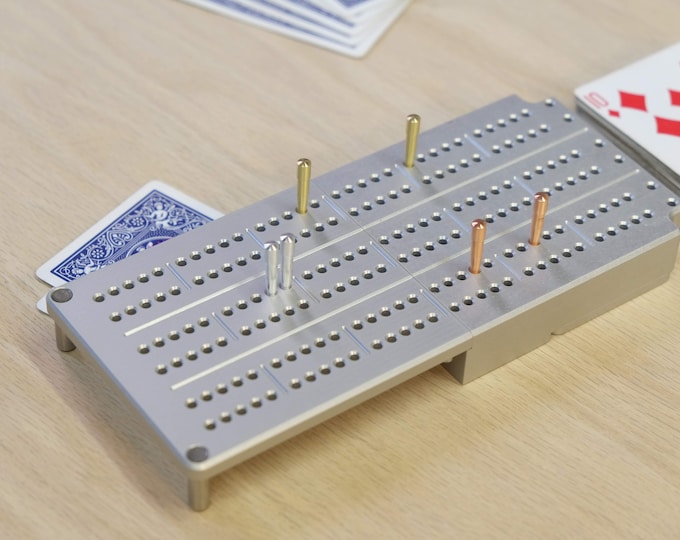 Travel Cribbage Board, 3-track Folding Collapsible Folding Metal Crib ...