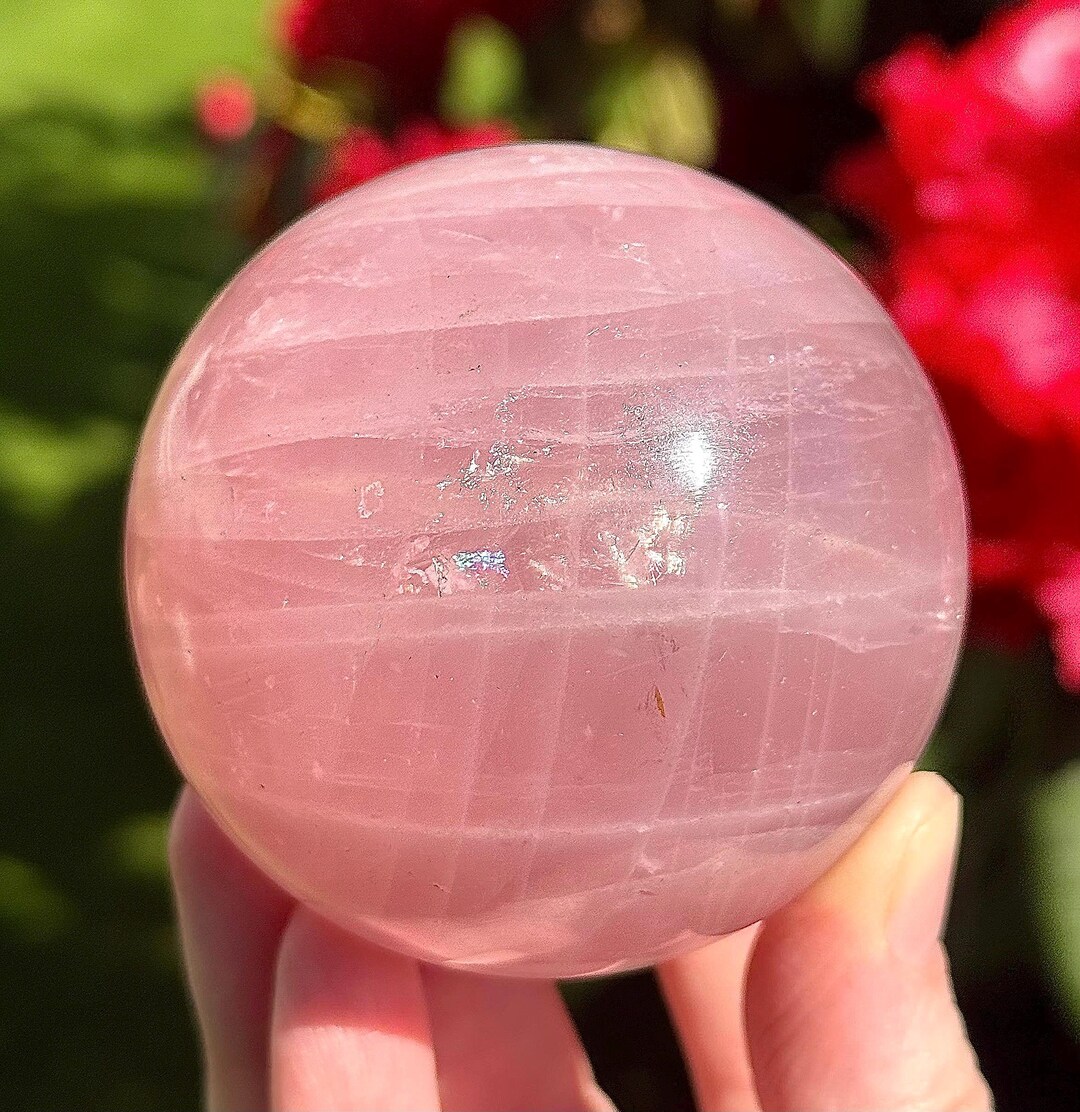 HQ Star Rose Quartz Sphere With Rainbow Inclusions & Asterism, Crystal ...
