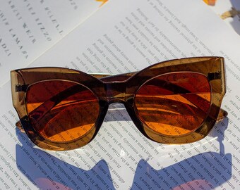 Tortoise Shell Thick Framed Chunky Cat Eye Sunglasses - Etsy