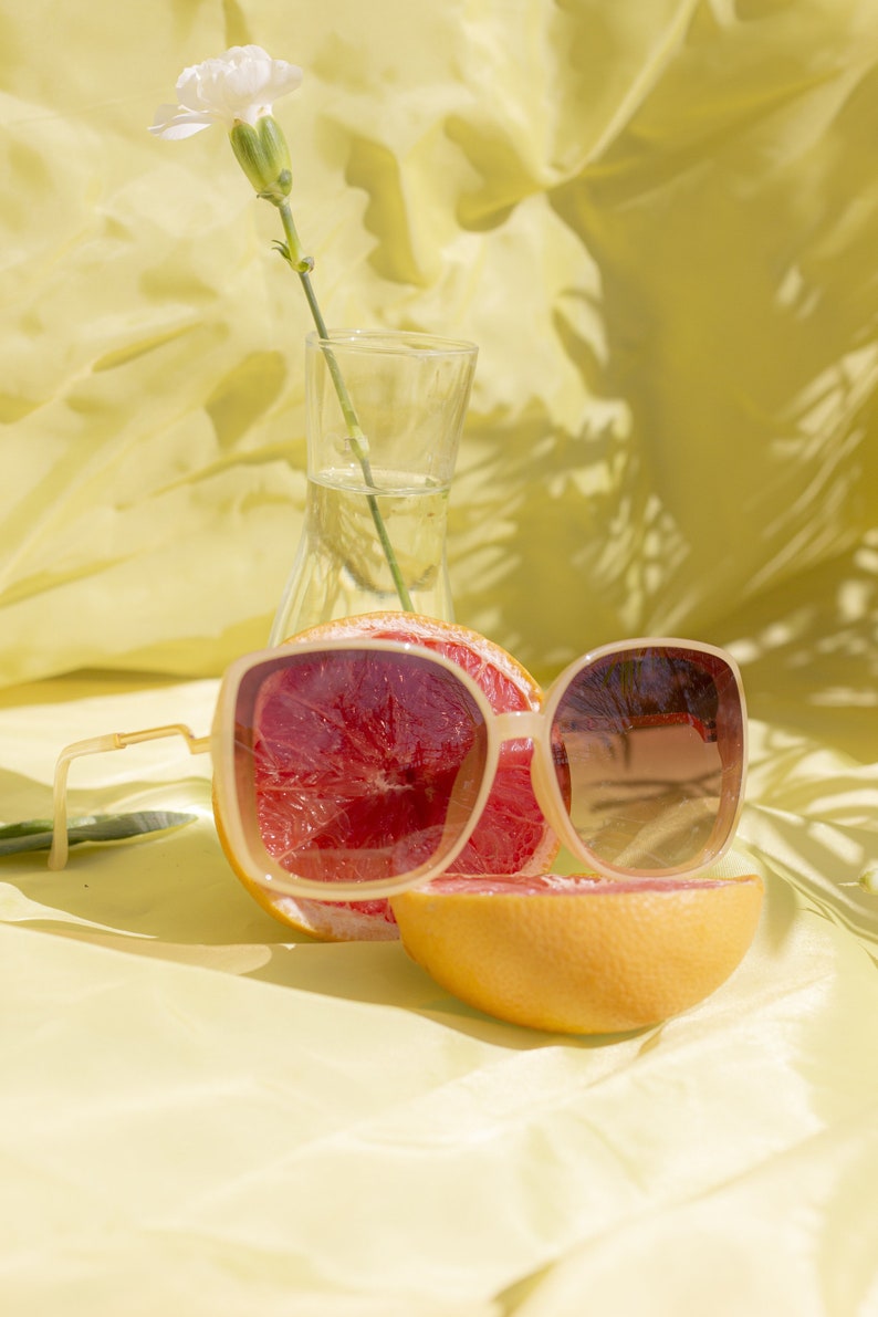 Beige Rounded Square Sunglasses - Etsy