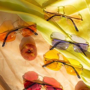 Lilac Rimless Rectangle Tint Sunglasses - Etsy