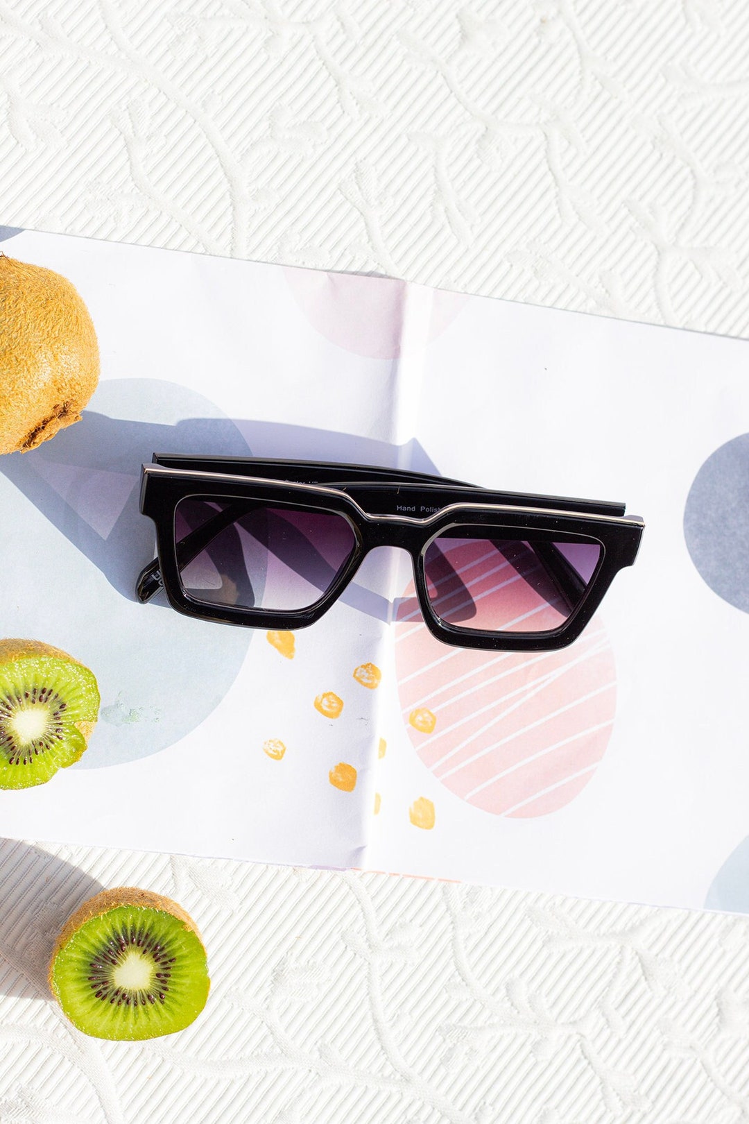 Black Square Narrow Block Sunglasses - Etsy