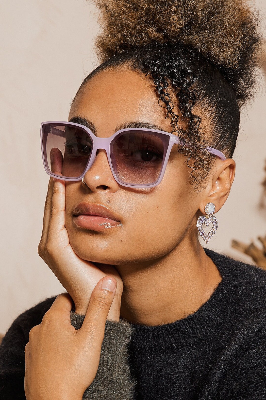 Lilac Full Lens Cat Eye Point Sunglasses - Etsy