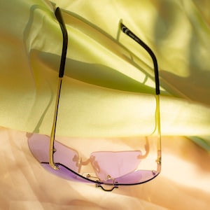 Lilac Rimless Rectangle Tint Sunglasses - Etsy