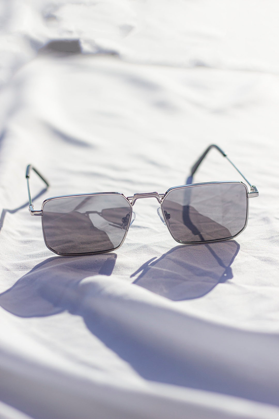 Silver Mirror Nose Bridge Angular Rectangle Aviator Sunglasses - Etsy
