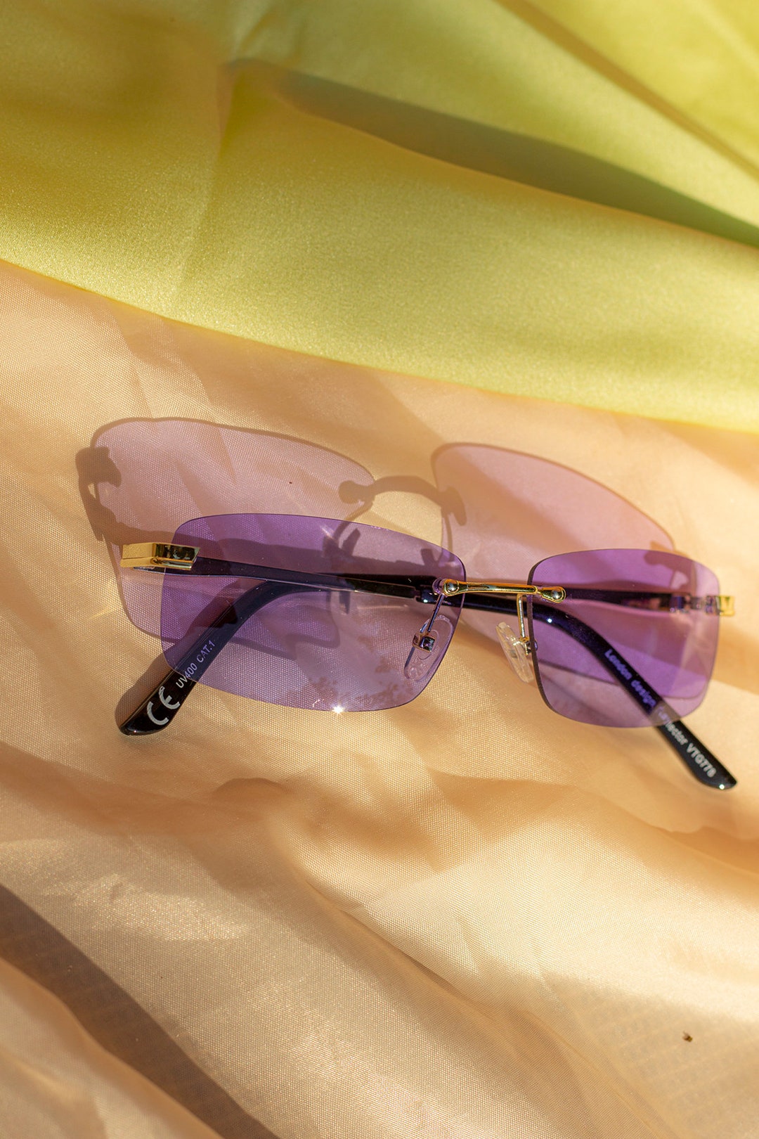 Lilac Rimless Rectangle Tint Sunglasses - Etsy