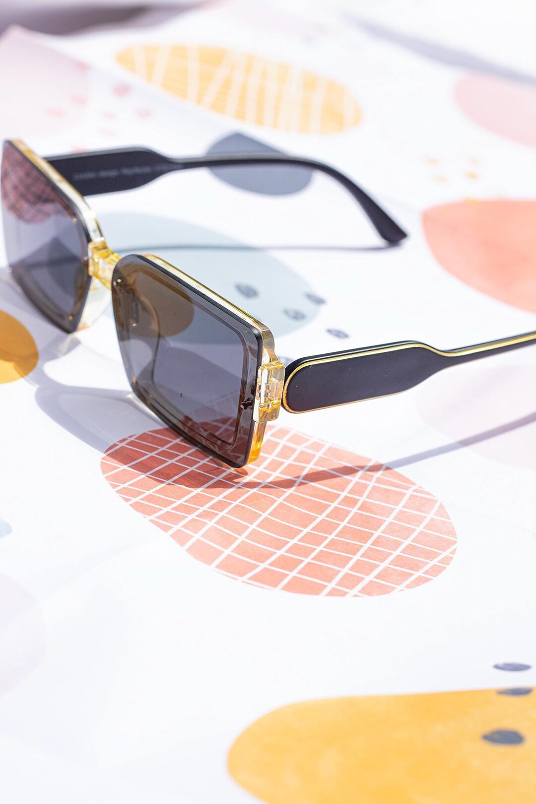 Yellow Front Lens Rectangle Y2k Style Sunglasses - Etsy