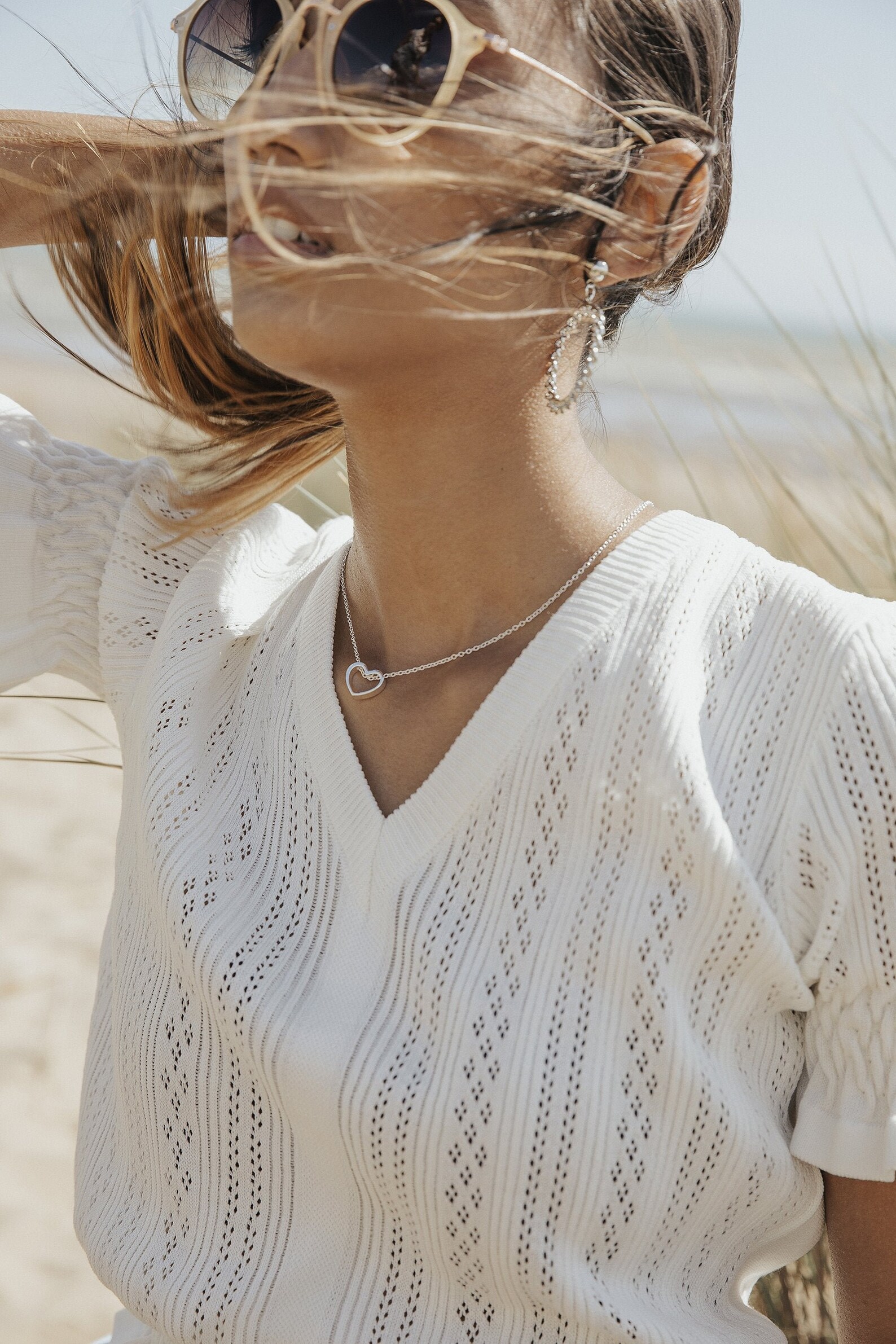 Silver Heart Cut Out Necklace - Etsy