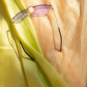 Lilac Rimless Rectangle Tint Sunglasses - Etsy