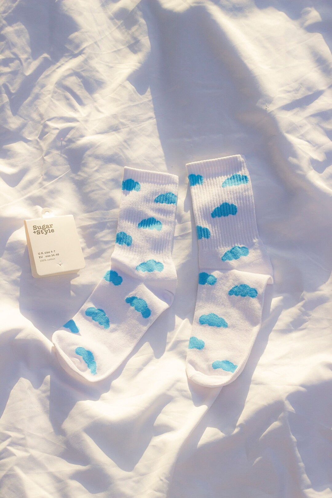 White and Blue Cloud Sky Socks - Etsy