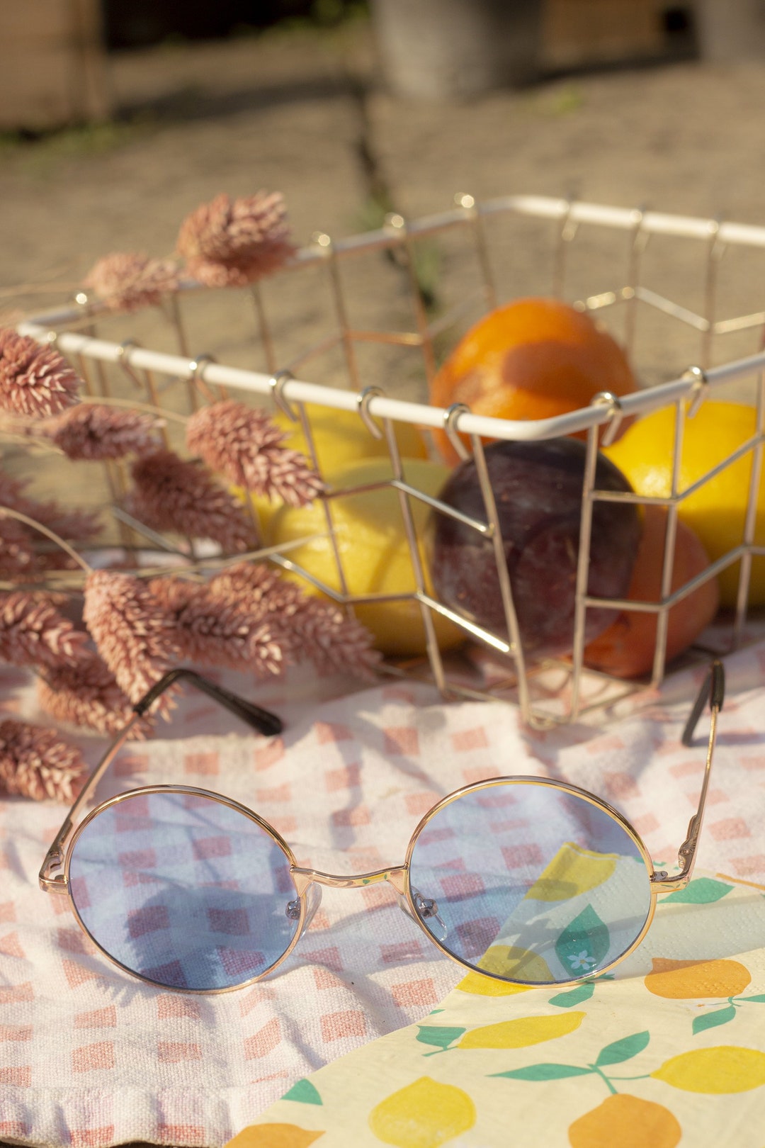 Baby Blue Tint Round Frame Sunglasses - Etsy