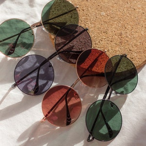 Black Oversized Round Circle Wire Frame Sunglasses - Etsy