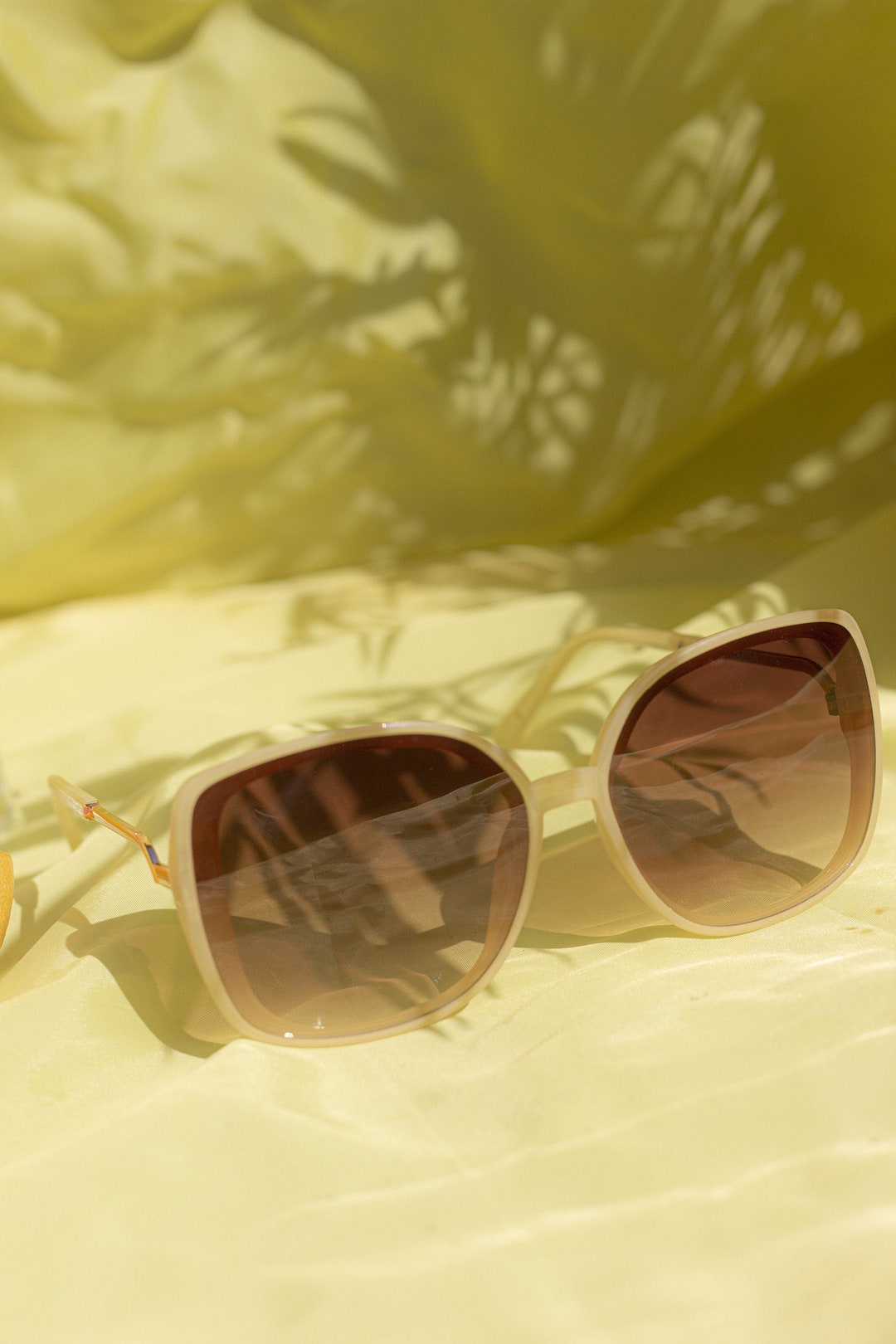 Beige Rounded Square Sunglasses - Etsy