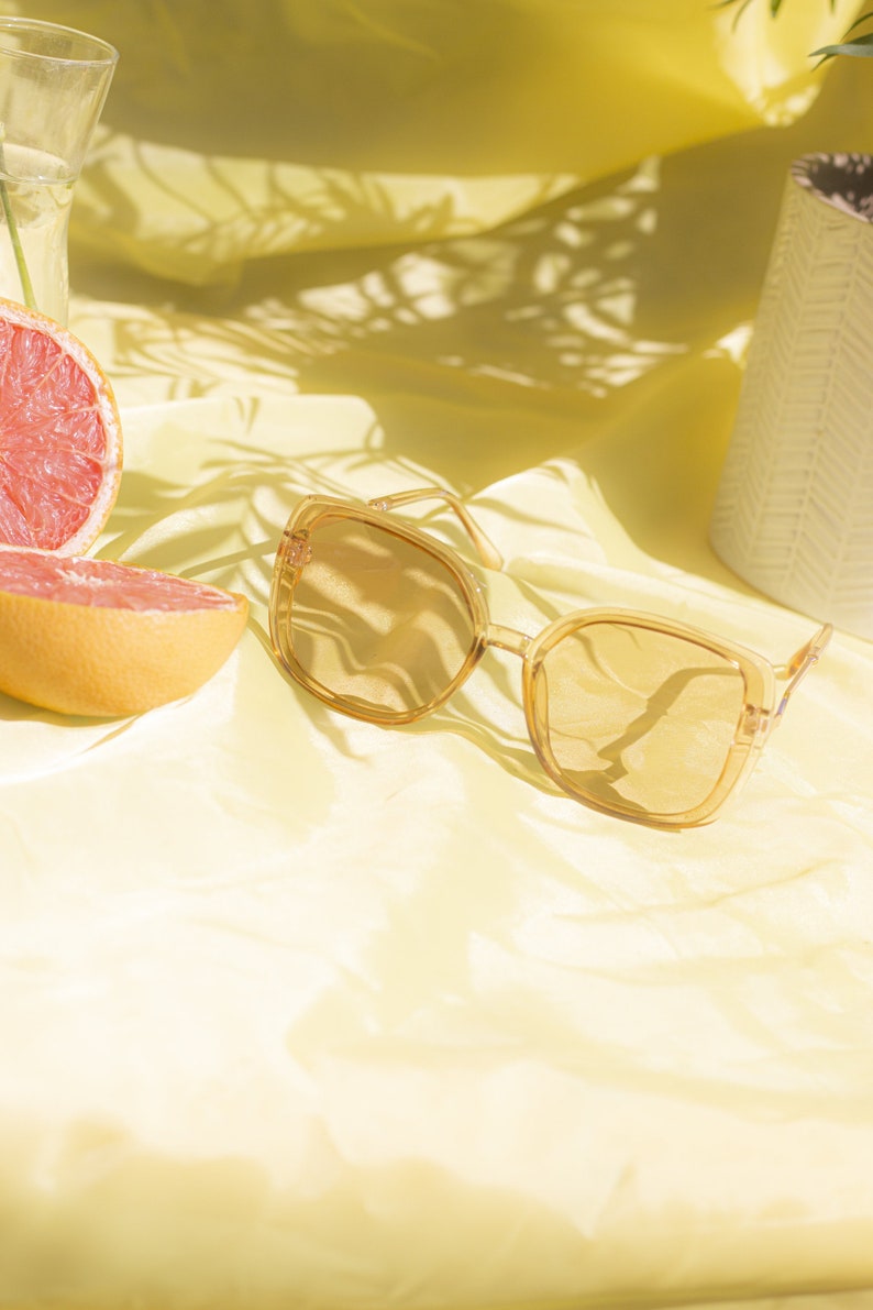 Beige Rounded Square Sunglasses - Etsy