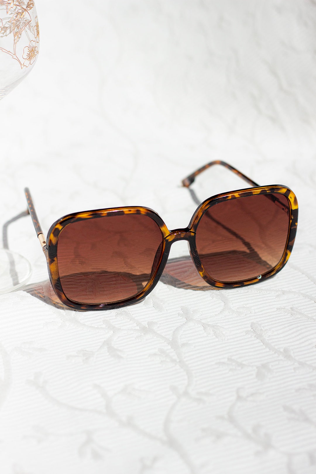 Tortoise Shell Elegant Rounded Square Sunglasses - Etsy
