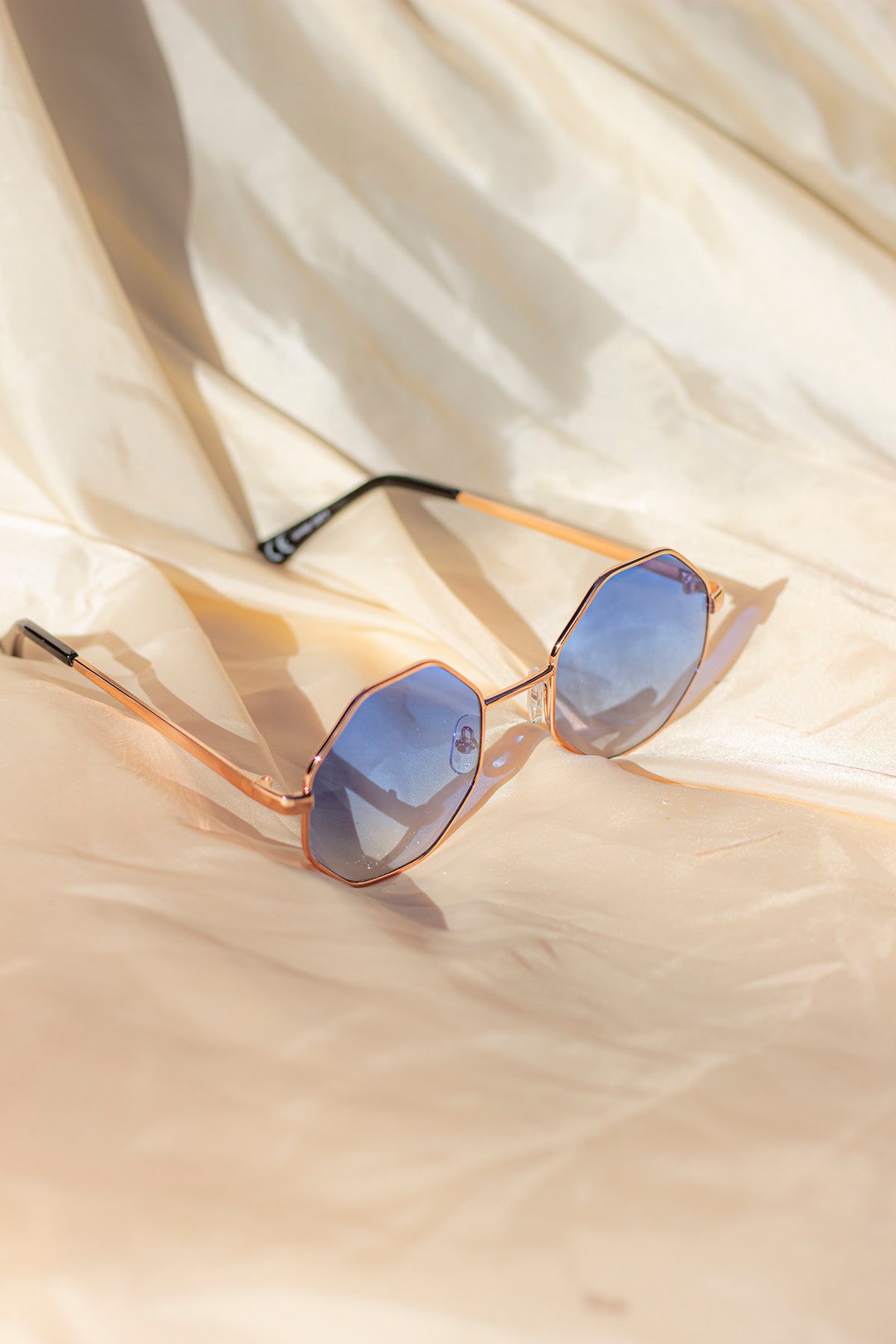 Baby Blue Tint Hexagon Metal Frame Sunglasses - Etsy