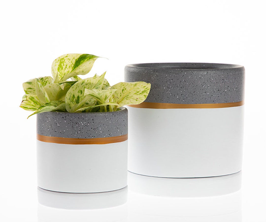 Chrissy Ceramic Pot With Saucer Ceramic Pot CR6360GR OR - Etsy