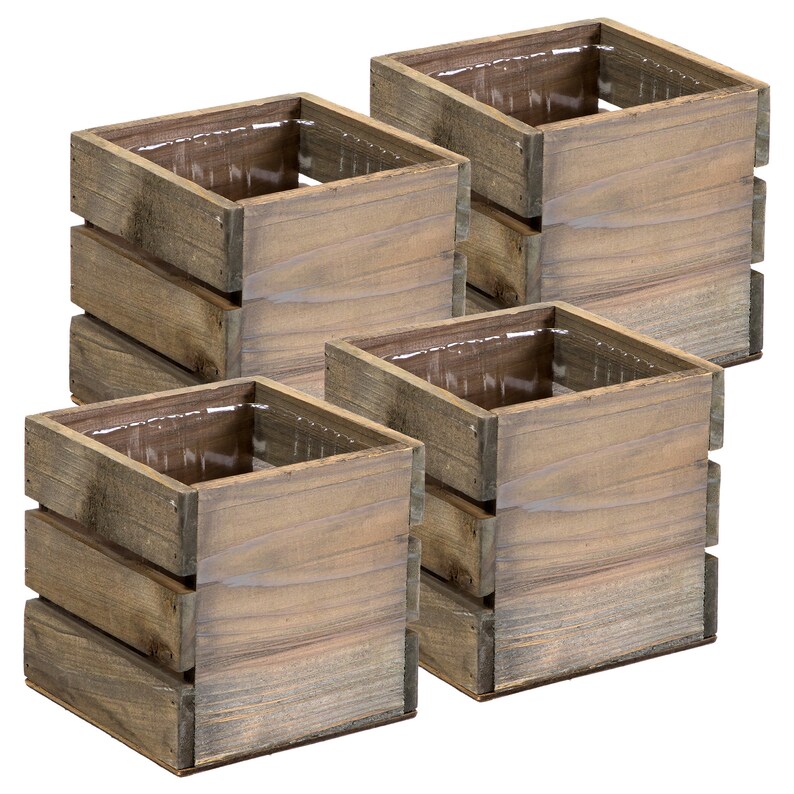 5 Inch Square Wincecrate Wood Planter Box W/ Plastic - Etsy