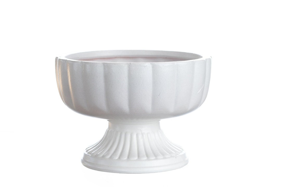 Scallop Ceramic Compote Bowl | Terra Cotta Compote Vase L Distressed ...