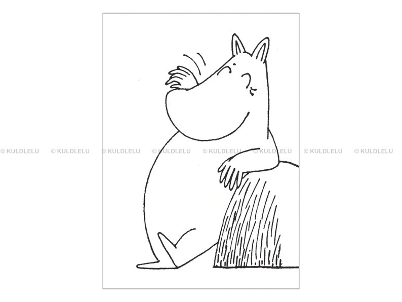 Moomin Postcard Simple Black and White Moomintroll 2 | Etsy