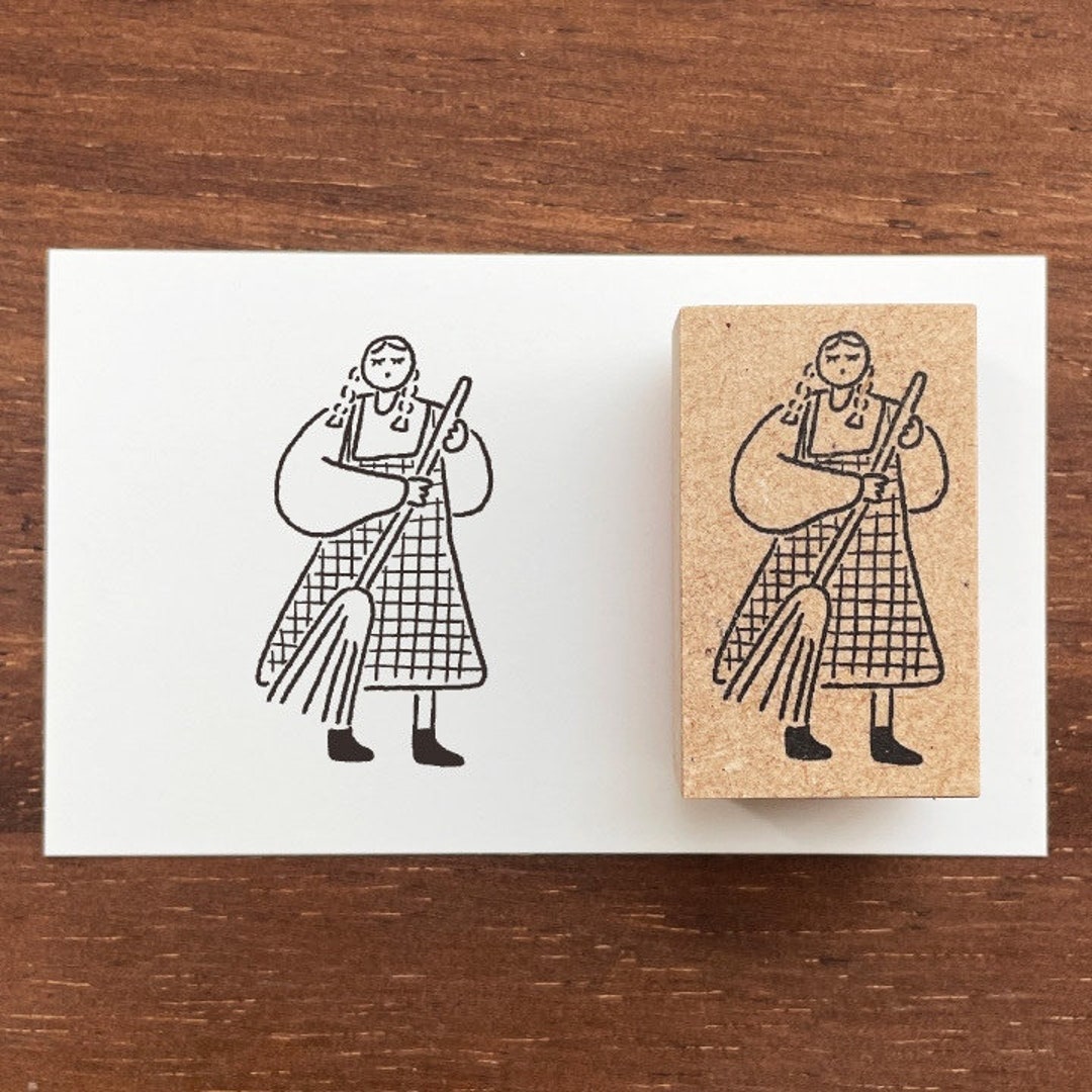Stamp Marche Girl Rubber Stamp - Cleaning - Etsy