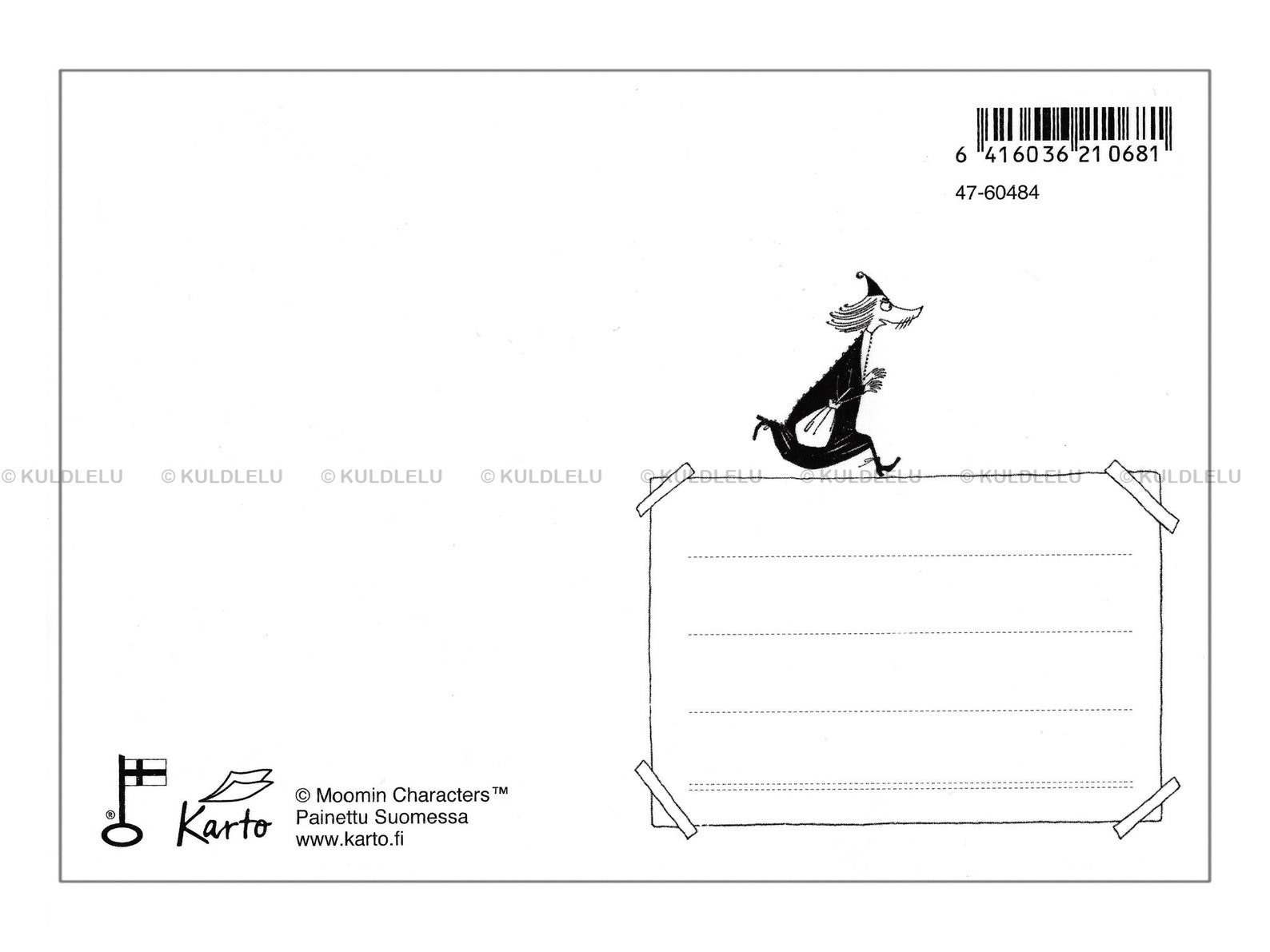 Moomin Postcard Simple Black and White Moomintroll 2 - Etsy